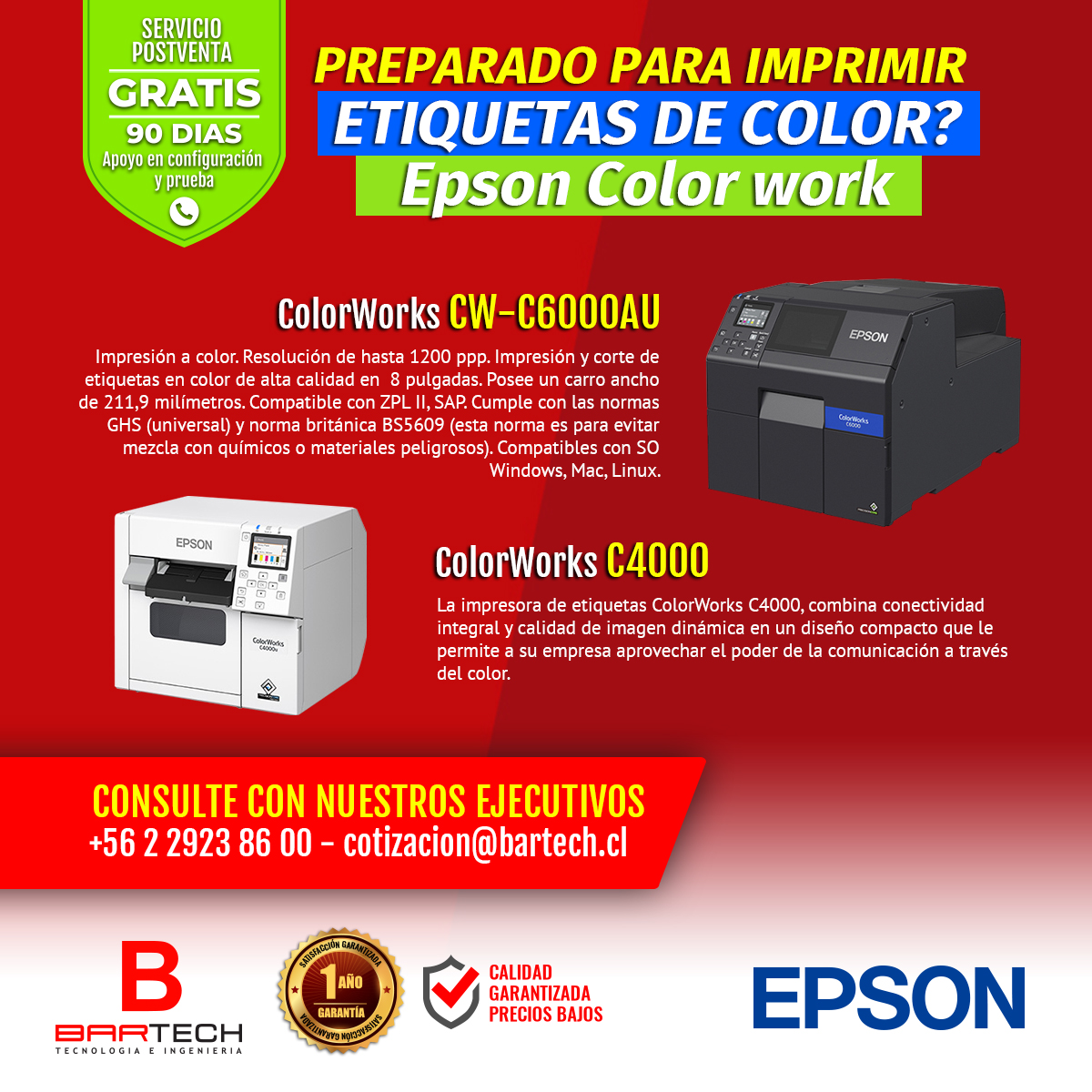 Impresora de Inyección de tinta a color EPSON ColorWorks CW-C6000AU con ...
